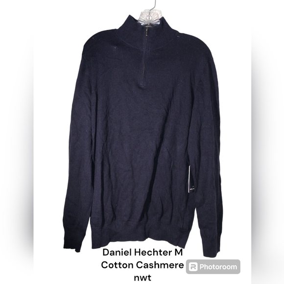 Daniel Hechter | Sweaters | Daniel Hechter Paris 2 Zip Sweater M Navy Cotton Cashmere Nwt | Poshmark